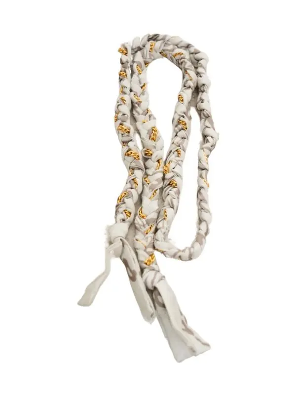 GOLDEN GOOSE Braided Fabric Charm With Brass Chain - White