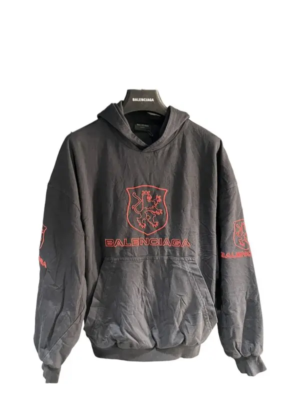 Balenciaga Embroidered Logo Hoodie - Black