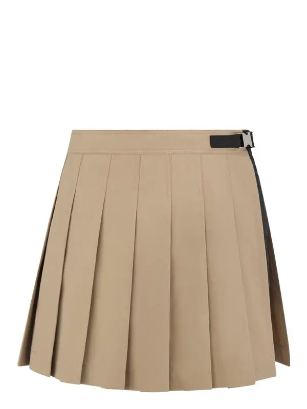 Dior Pleated Wrap Mini Skirt With Zipper Closure - Beige