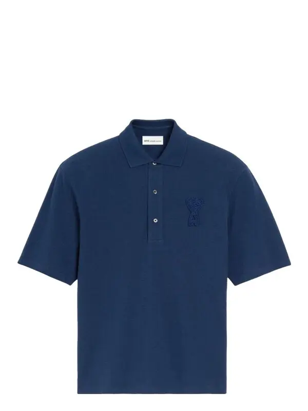 AMI Paris De Coeur Short-sleeved Polo Shirt - Blue