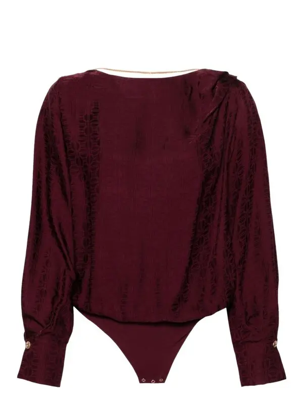 Elisabetta Franchi Jacquard Satin Bodysuit-style Blouse - Brown