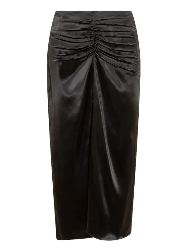 LANVIN Ruched Satin Midi Skirt - Black