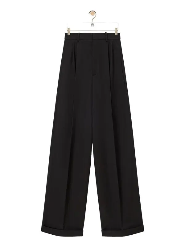 Loewe Pleated Cotton And Silk Trousers - Black