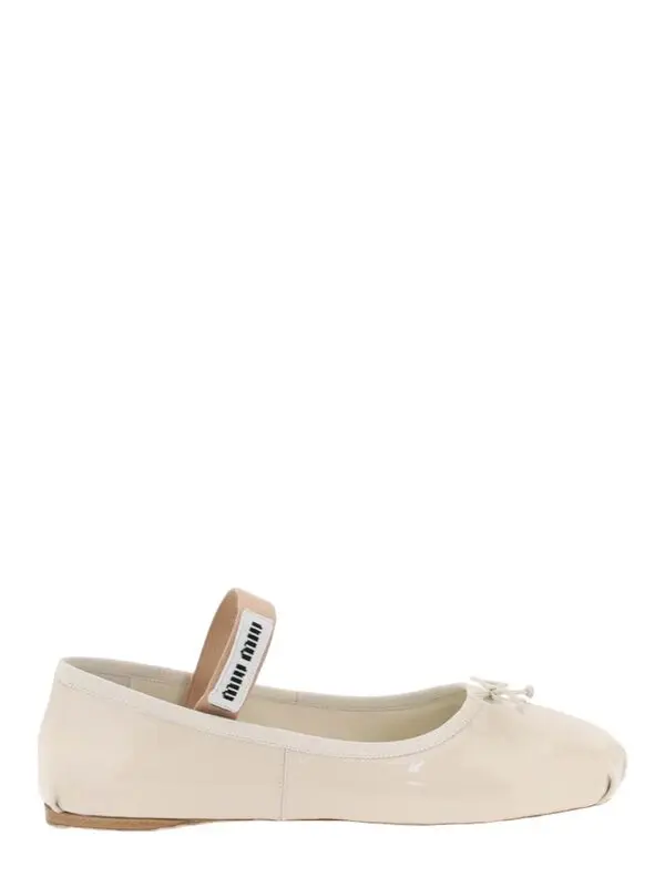 Miu Miu Logo Ballet Flats - Nude