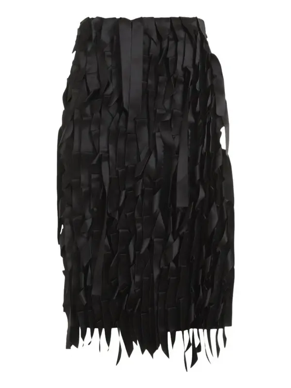 Prada Ribbon Embellished Asymmetric Hem Skirt - Black