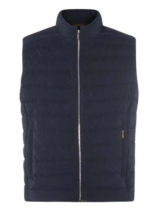 MOORER Quilted Stand Collar Vest - Black