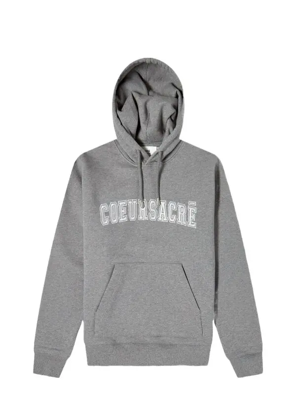 Ami Coeur Sacre Embroidered Drawstring Hoodie - Gray