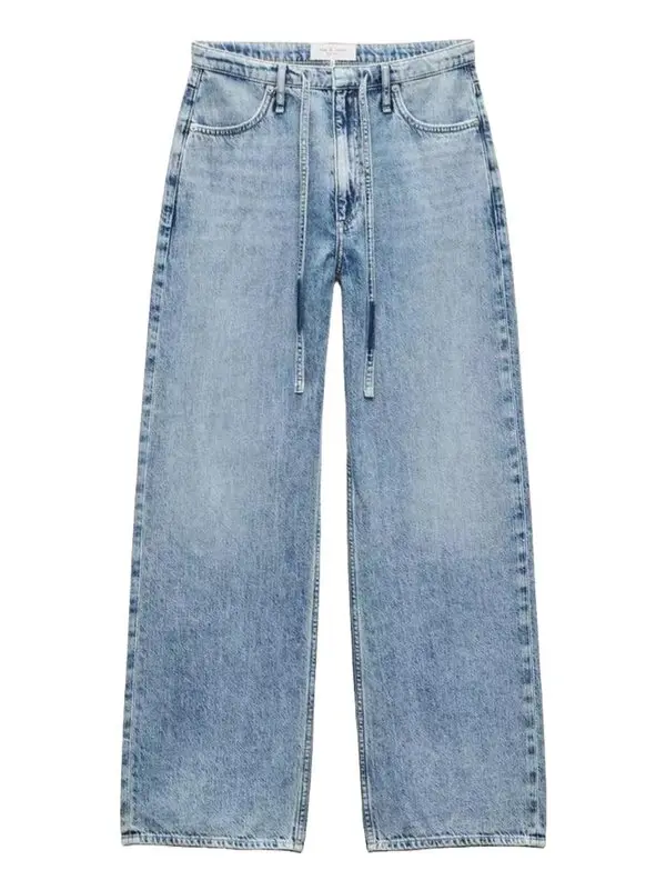 Rag & Bone Wide Leg Jeans With Drawstring Waist - Blue