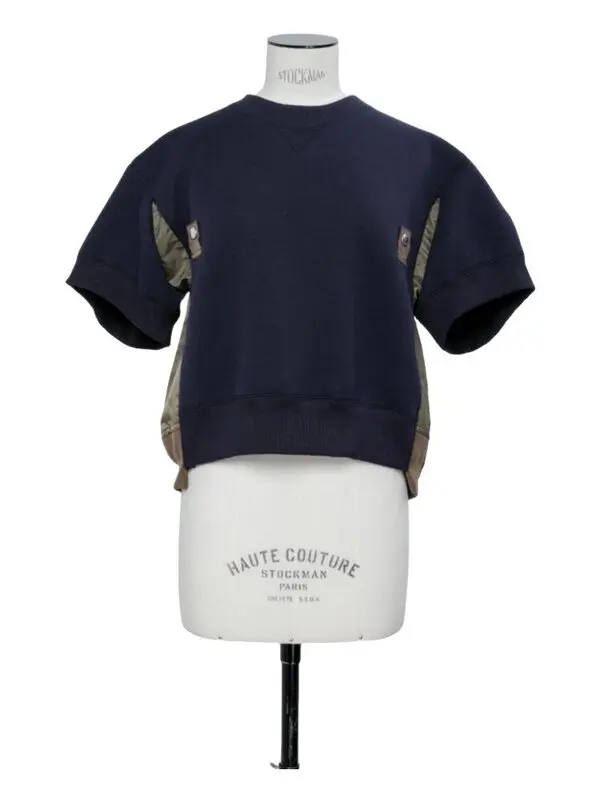 Sacai Short Sleeve Paneled T-shirt - Navy Blue D/khaki