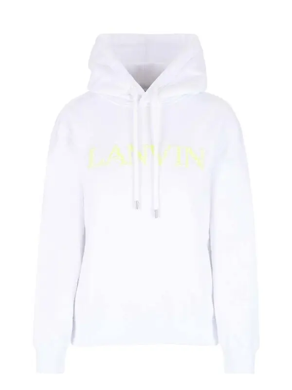 LANVIN Logo Embroidered Drawstring Hoodie - White