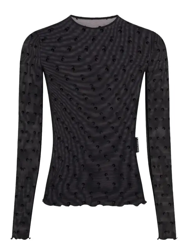 MARINE SERRE Moon Print Long Sleeve Top - Black