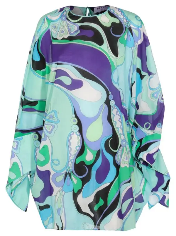 Emilio Pucci Orchid Printed Mini Dress - Blue