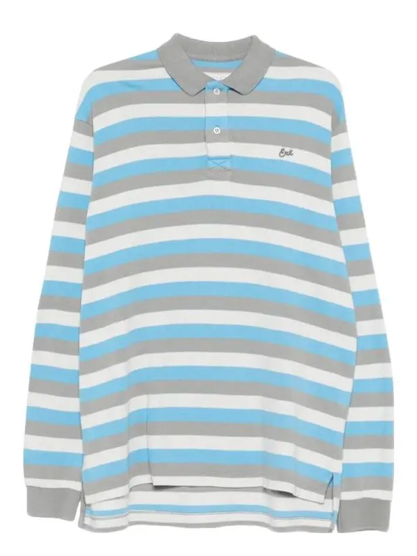 ERL Striped Long Sleeve Polo Knitted Top - Blue