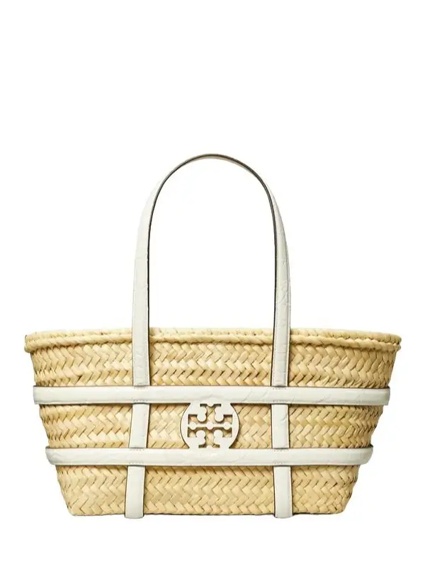 Tory Burch Small Ella Raffia Tote Bag - White Wine