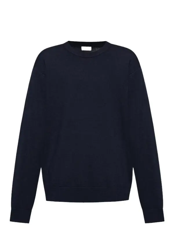 Dries Van Noten Long-sleeved Ribbed Sweater With Logo Detail - Black