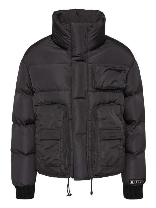 Dsquared2 High-neck Quilted Puffer Jacket With Zippered Details - Black