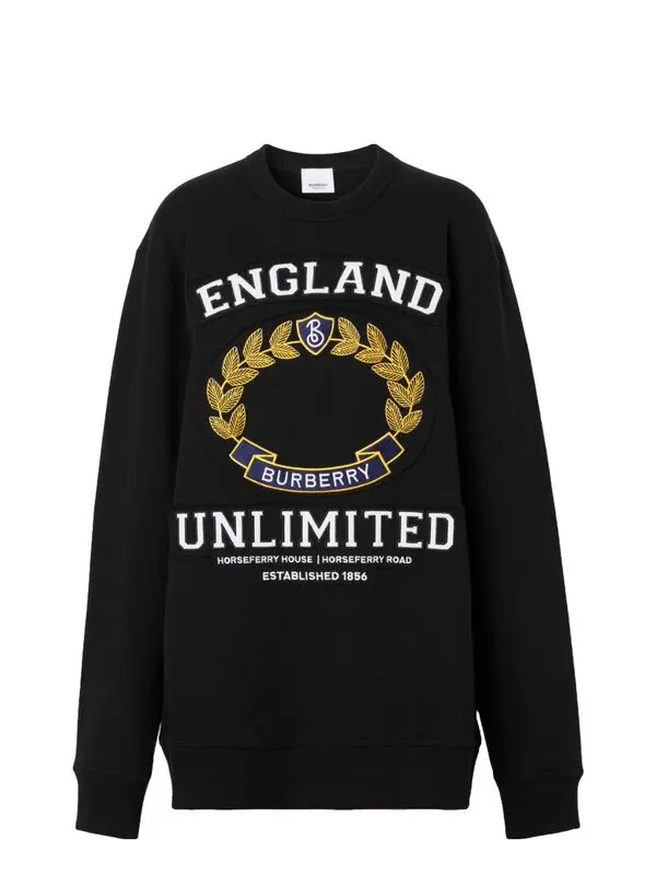 Burberry Logo Embroidered Crewneck Sweatshirt - Black