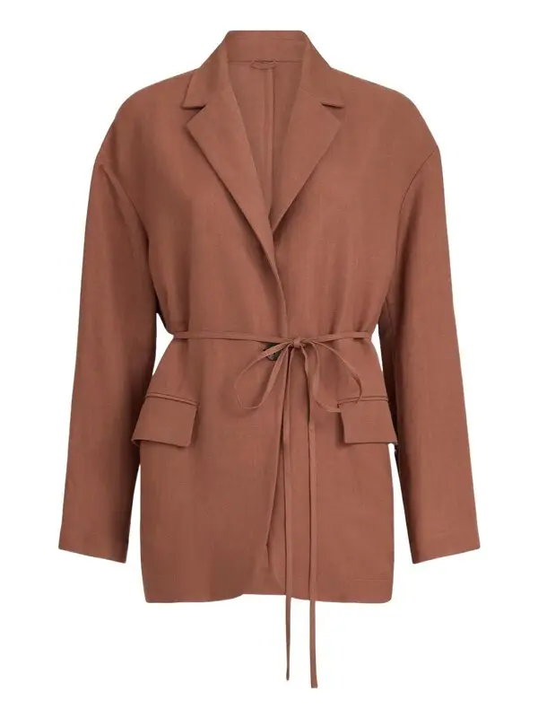 Brunello Cucinelli Tied-waist Buttoned Jacket - Firebrick