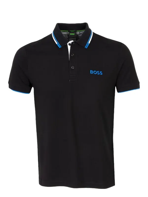 Hugo Boss Logo Embroidered Short-sleeved Polo Shirt - Black
