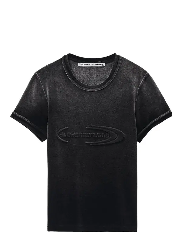 Alexander Wang Crewneck T-shirt With Embossed Logo - Black