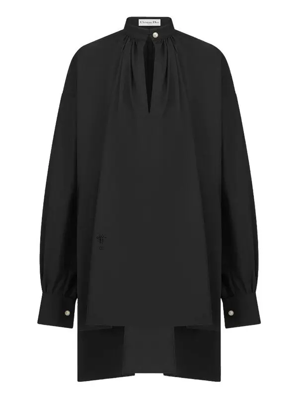 Dior Embroidered Bee Blouse With Tribales Buttons - Black