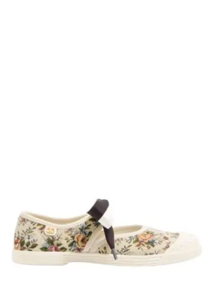 Valentino Garavani Bay Bay" Ballerina Sneakers In Floral Jacquard - Nude