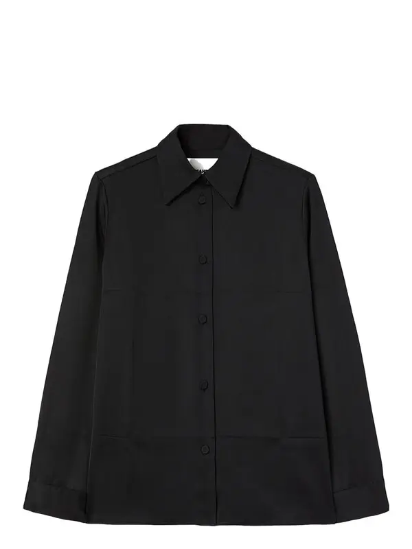 JIL SANDER Long-sleeved Twill Shirt - Black