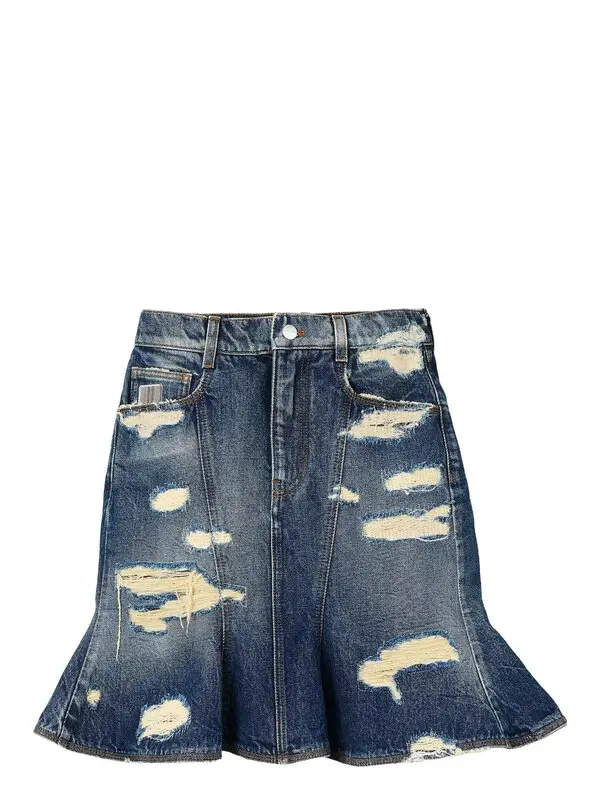 Marc Jacobs Rip And Repair Fluted Mini Skirt - Dark Blue