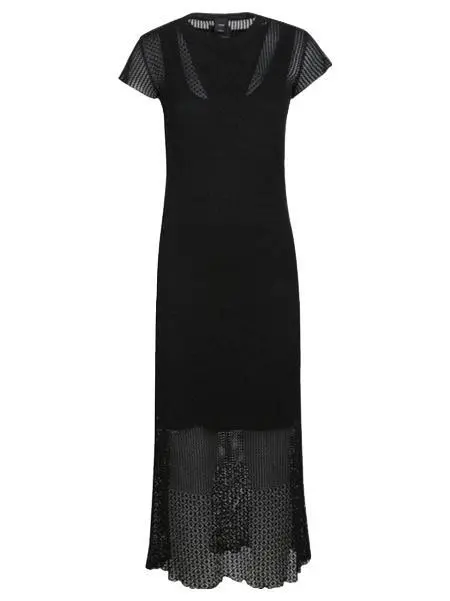 Pinko Monviso Perforated Motif Maxi Dress - Black