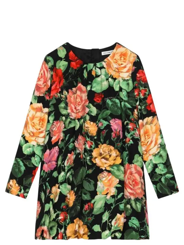 Dolce & Gabbana Floral Print Cady Dress - Black