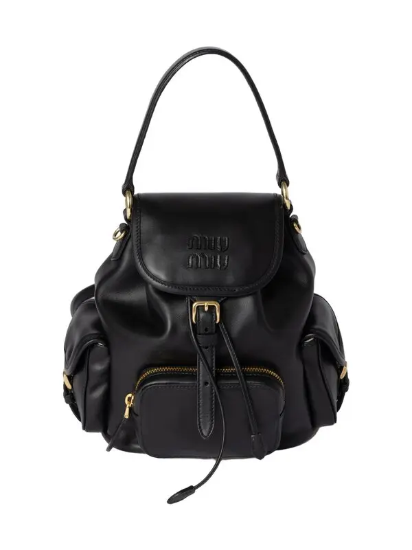 Miu Miu Leather Backpack With Buckle Closure - Black