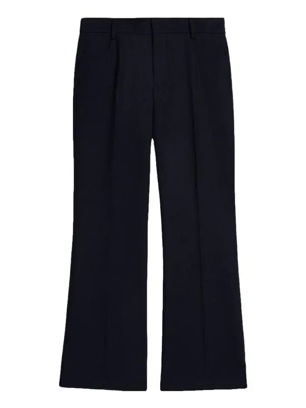 Ami Mid-rise Flared Trousers With Horn Button Detail - Black