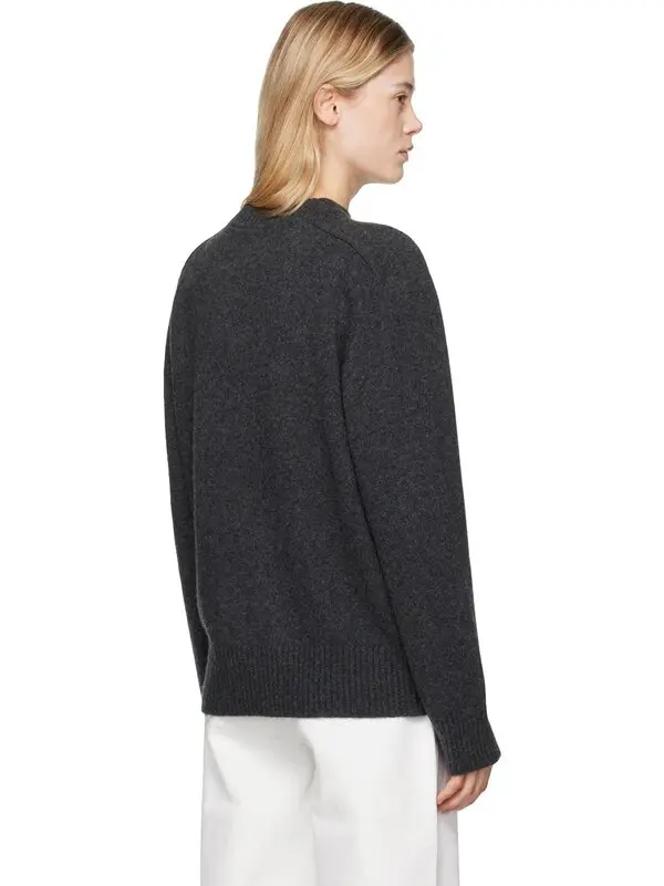LOULOU STUDIO Round Neck Long Sleeve Sweater - Anthracite Mixed Color