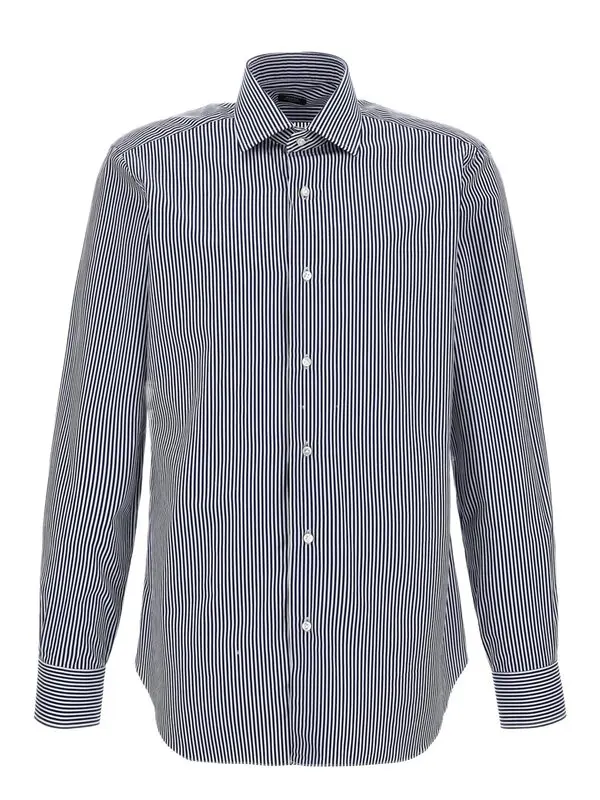 BARBA NAPOLI Classic Striped Dress Shirt - Gray