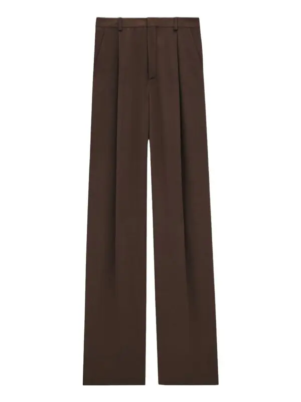 Saint Laurent High Waist Straight Leg Trousers - Chocolate-colored
