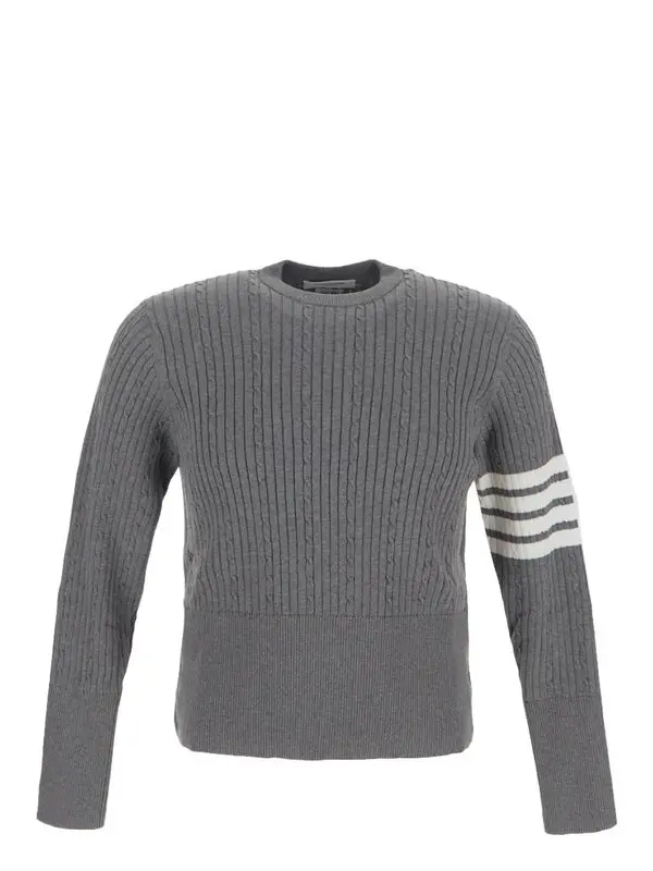 Thom Browne 4-bar Stripe Crewneck Jumper - Light Gray