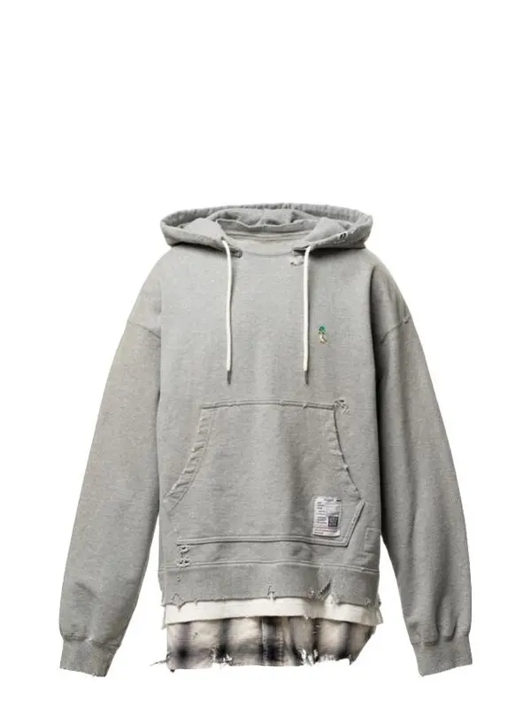 Mihara Yasuhiro Distressed Layered Effect Hoodie - Gray