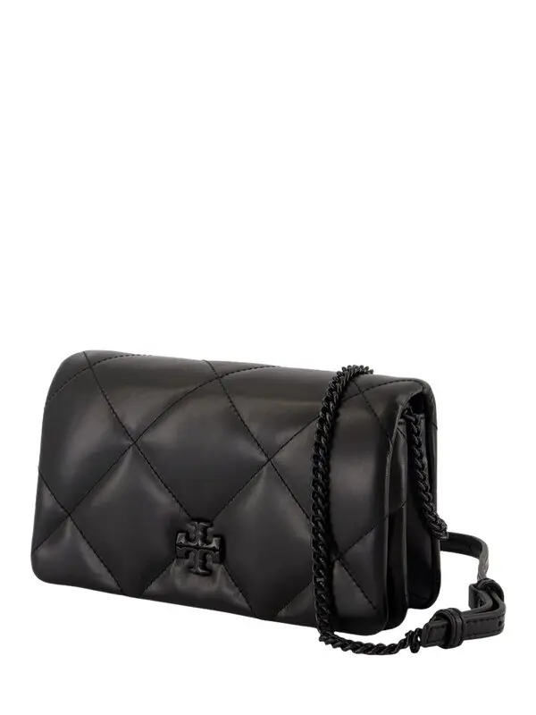 Tory Burch Kira Diamond Quilted Chain Wallet - Black