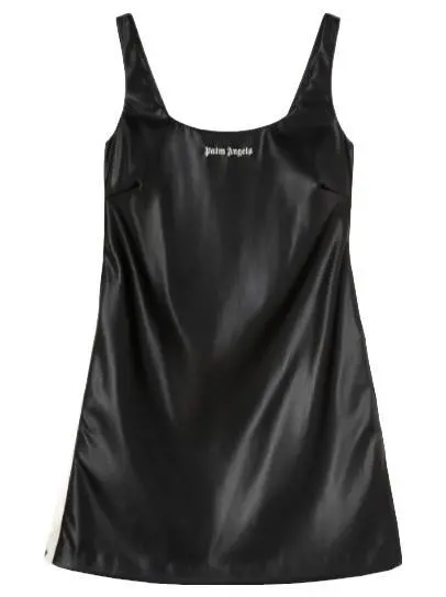 Palm Angels Logo Embroidered Sleeveless Mini Dress - Black