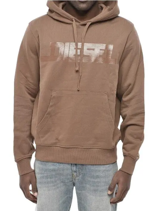 DIESEL® Long-sleeved Hooded Sweatshirt With Kangaroo Pocket - Brown