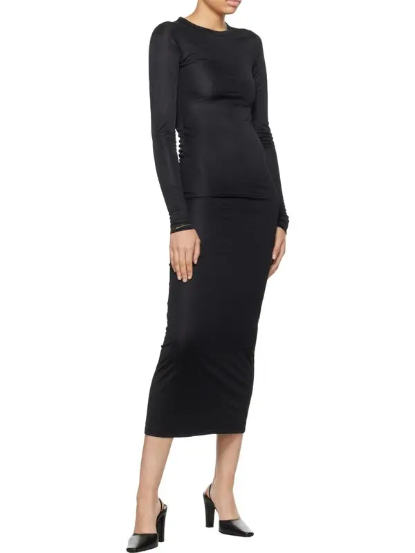 Khaite Long-sleeved Round-neck Ribbed Maxi Dress - Black