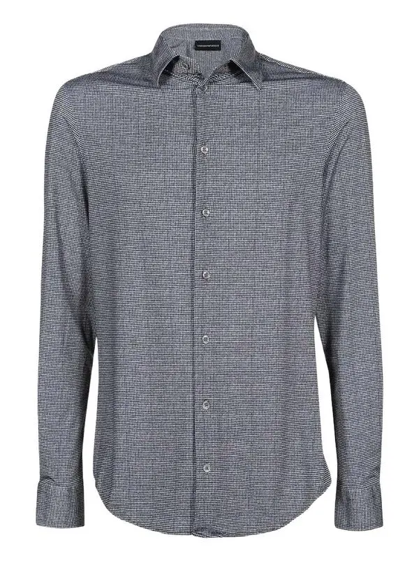 Emporio Armani Micro-pattern Long-sleeve Shirt - Gray
