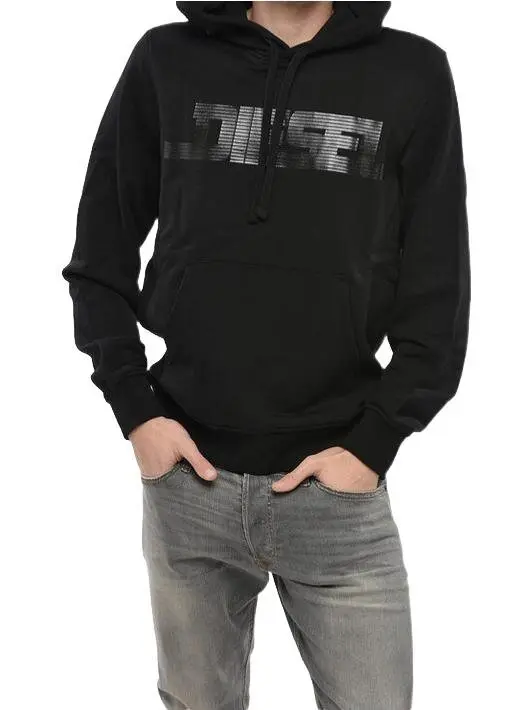 DIESEL® Long-sleeved Hooded Sweatshirt With Logo - Black