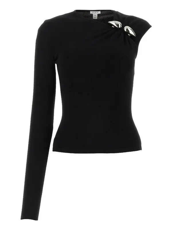 Alaïa Single-sleeved Ruched Top - Black