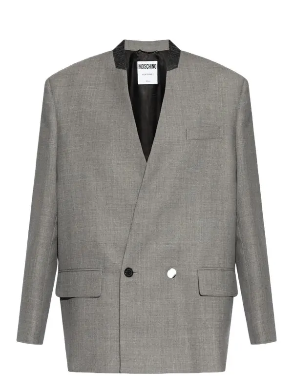 Moschino Double Breasted Loose-fit Blazer - Gray