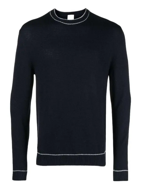 Eleventy Long Sleeve Sweater With Rib Trim - Black
