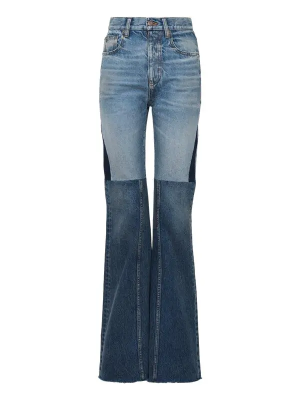 Chloé Patchwork Frayed Edge Jeans - Blue And Multicolour