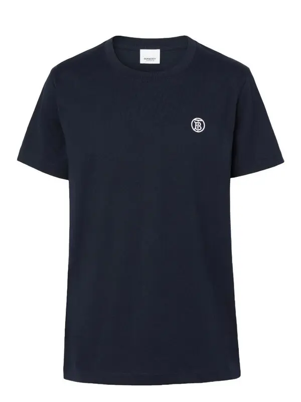 Burberry Logo Embroidered Crewneck T-shirt - Black