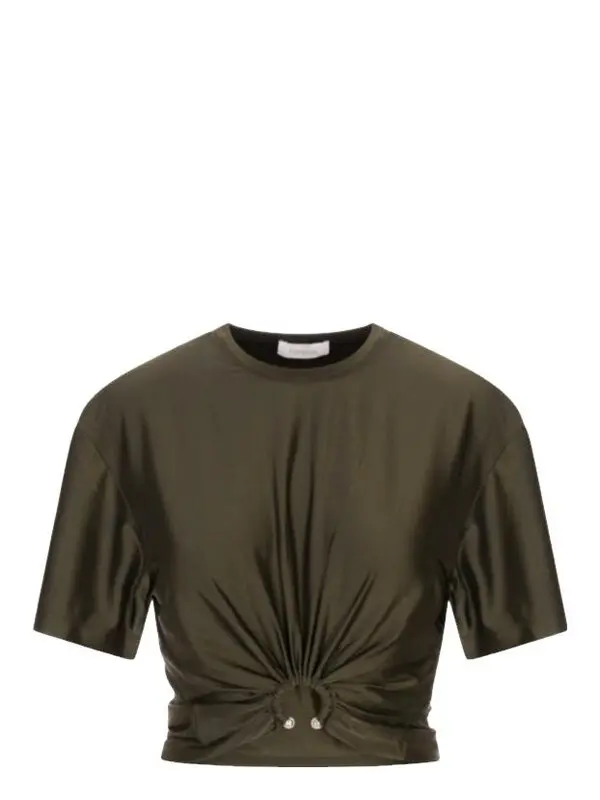 Rabanne Cropped T-shirt With Silver Detail - Black