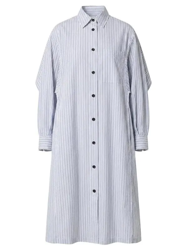 Bottega Veneta Stripe Shirt Dress - White